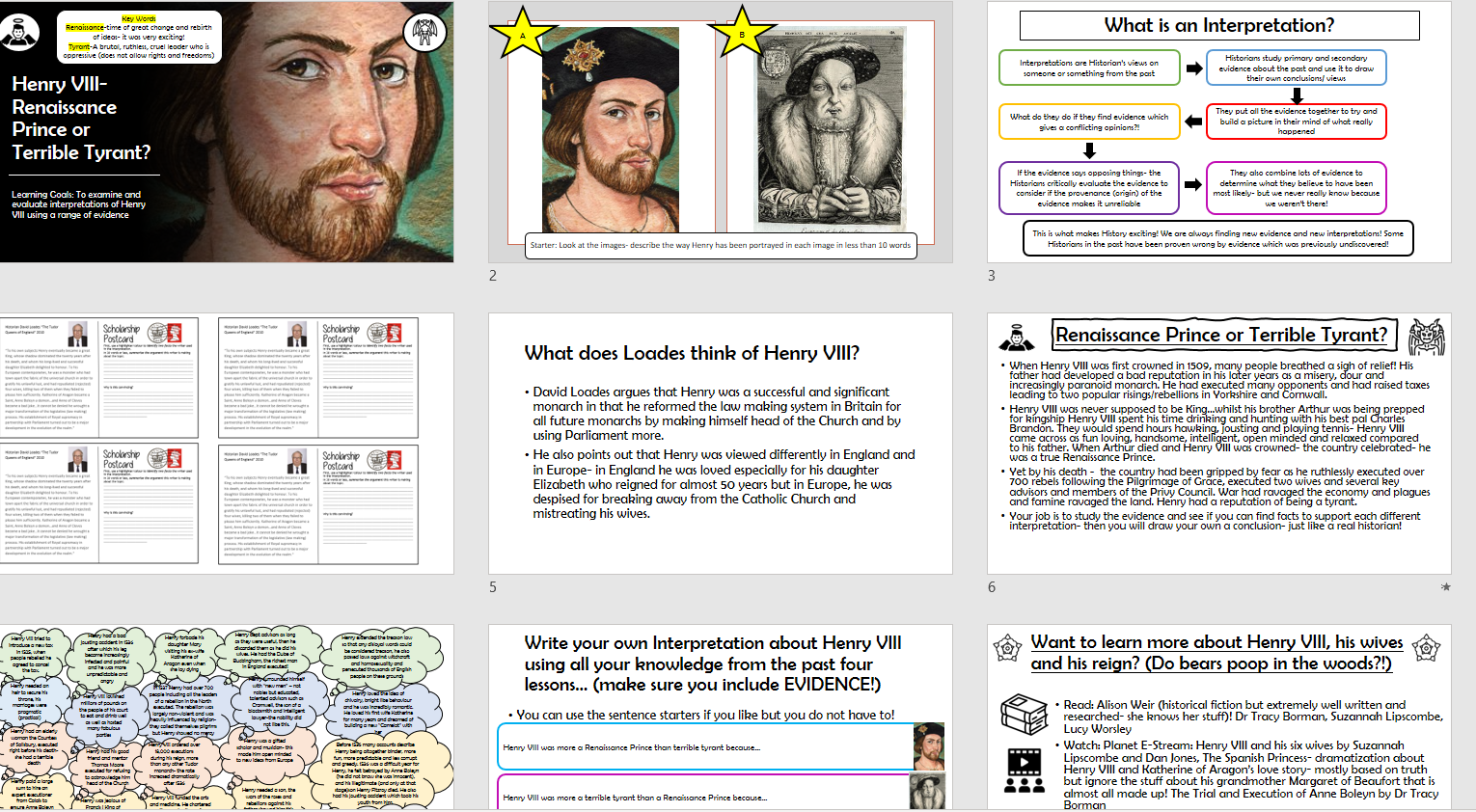 Henry VIII Interpretations | Teaching Resources