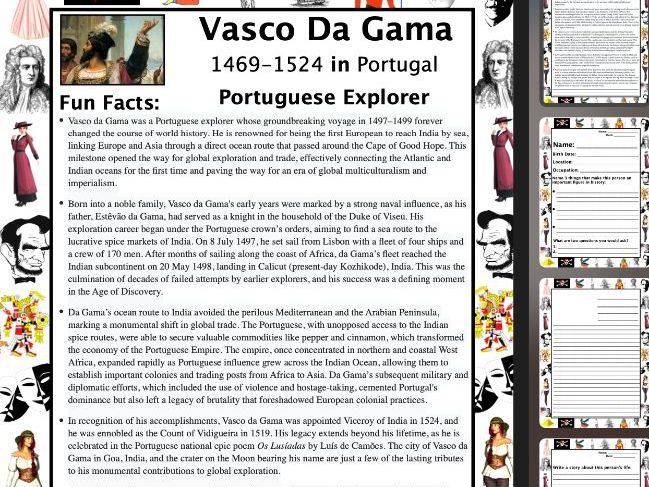 Vasco Da Gama PACKET & ACTIVITIES, Important Historical Figures Series ...