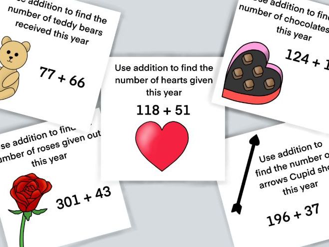 Valentine s Day KS2 Maths Activities Addition Teaching Resources
