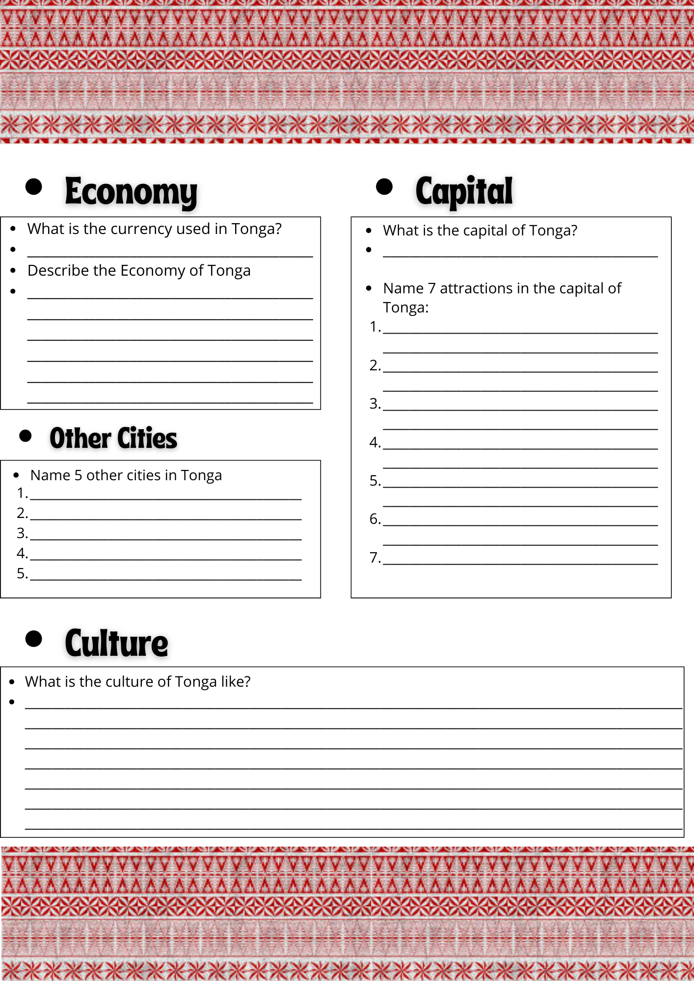 Country Study Research Project - Tonga - Social Studies Report ...