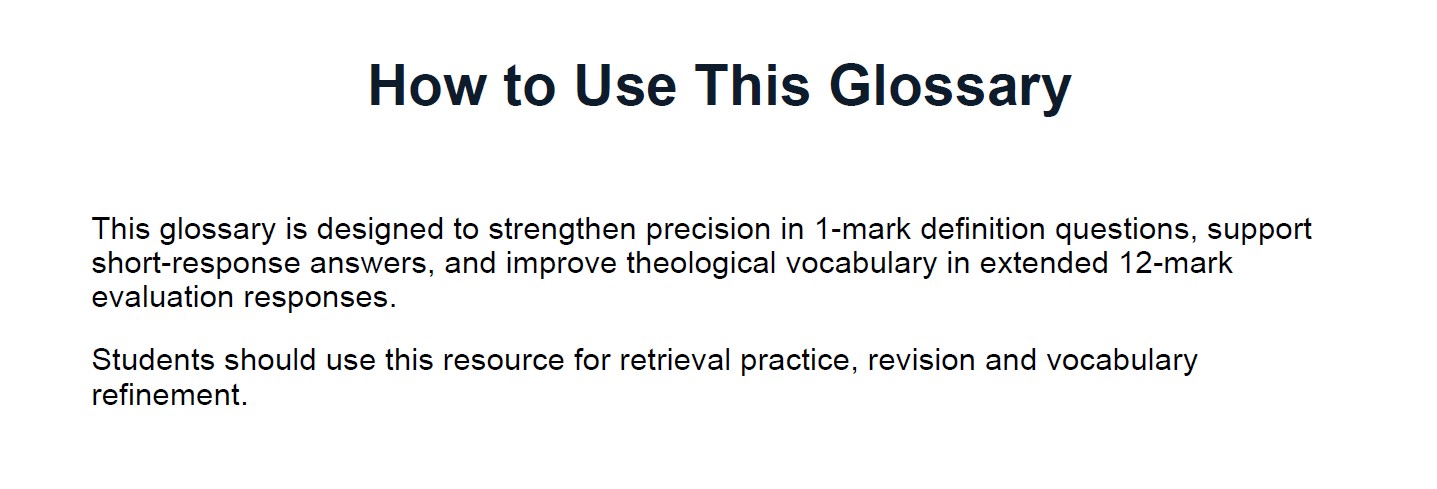 GCSE Religious Studies Christianity Beliefs Glossary | Key Terms ...