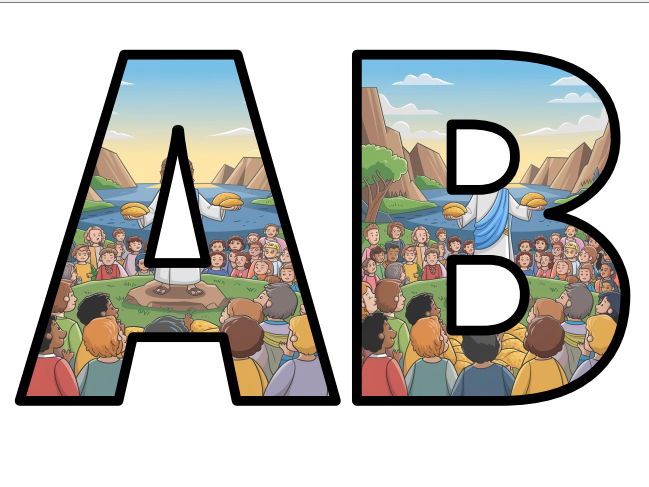 Bible Story Feed 5000 people RE Lettering Set Display Title Letters ...