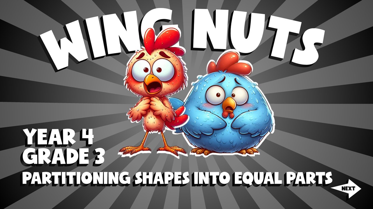 Partitioning Shapes into Equal Parts WING NUTS Maths Game | No-Prep ...