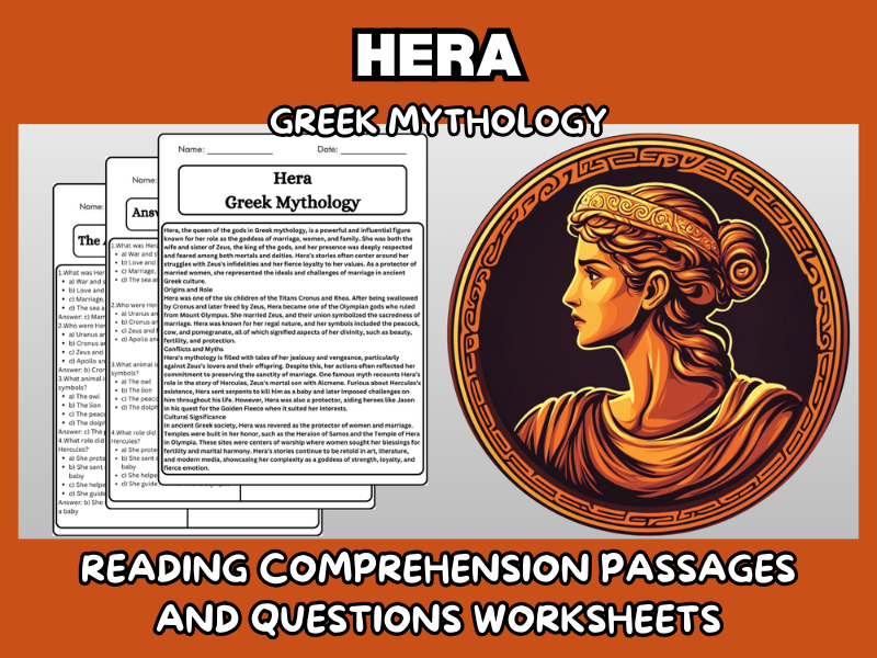 Hera - Greek Mythology Reading Comprehension Passages and Questions ...
