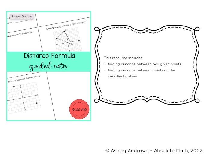 Distance Formula Guided Notes | Teaching Resources