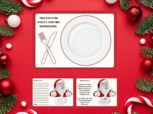 A3 Christmas Eve Santa's /Reindeer Food Plate and Message. Placemat ...