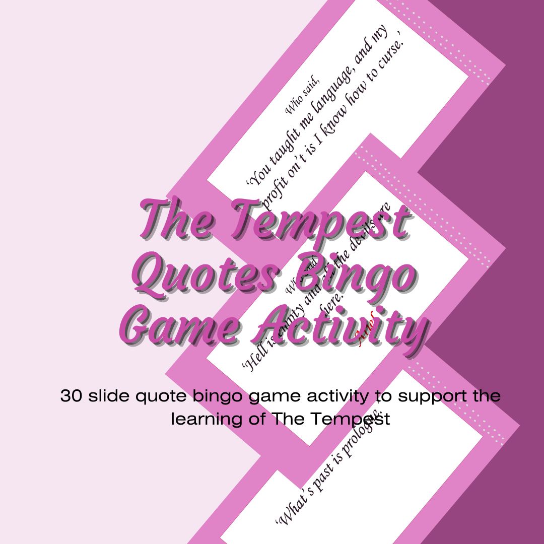 Shakespeare The Tempest Quotes Bingo Game Activity | Teaching Resources