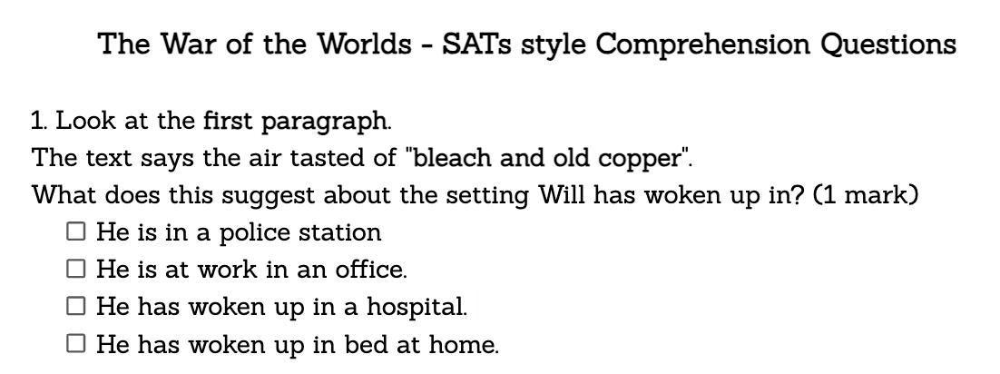 Year 5/6 Text and Questions - War of the Worlds | Teaching Resources