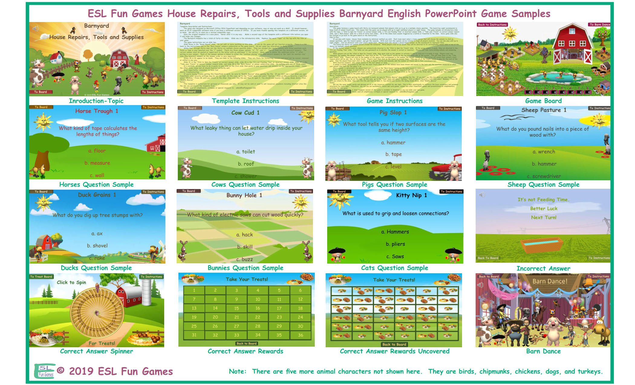 House Repairs, Tools and Supplies Barnyard English PowerPoint Game ...