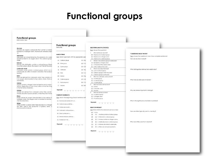 Functional groups (Infotext and Exercises) | Teaching Resources