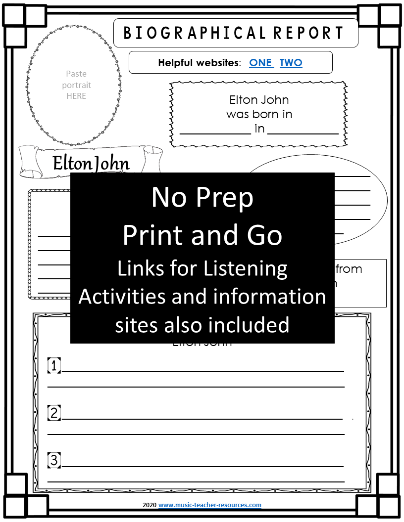 ELTON JOHN Research and Listening Activities | Teaching Resources