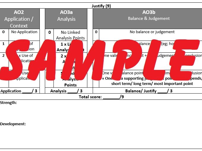 GCSE Business Exam Question Structure / Feedback Sheets (Edexcel ...