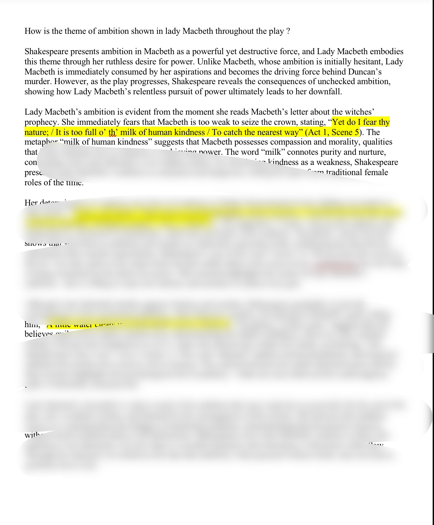 *GRADE 9* how does Shakespeare present the theme of Ambition in Lady ...