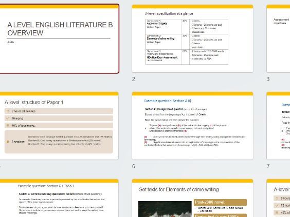 A Level English AQA Literature B Overview | Teaching Resources