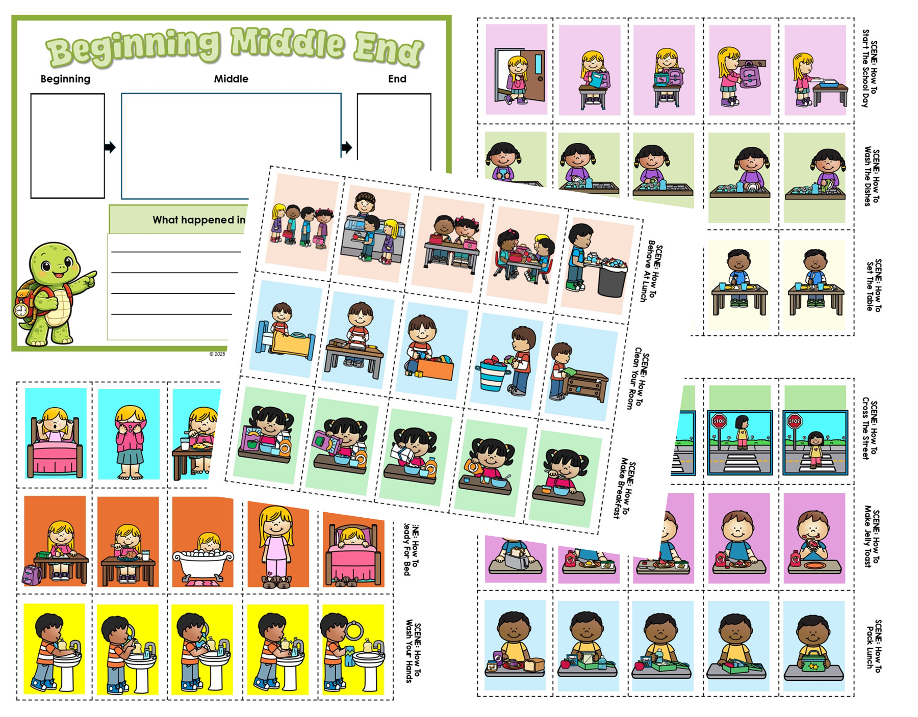 Beginning, Middle, End Sequencing Cards & Writing Mats (2–5 Step ...
