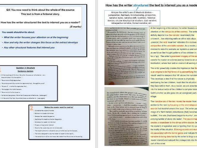 GCSE English Language P1, Q3 - Home Learning | Teaching Resources