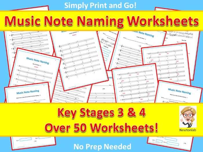 Music Note Naming Worksheets - Key Stages 3 and 4 | Teaching Resources