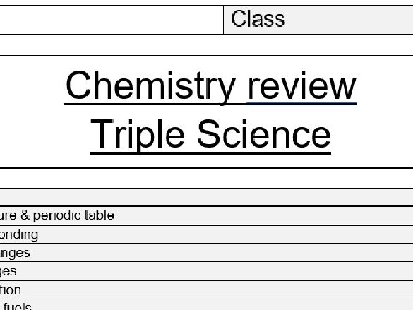 GCSE chemistry revision workbook | Teaching Resources
