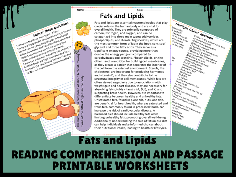 Understanding Fats and Lipids: Engaging Reading Passage with Questions ...