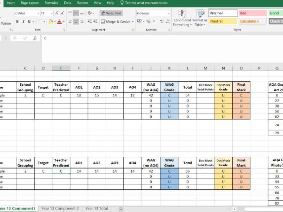 AQA Art and Photo Excel Marksheet Y13 | Teaching Resources