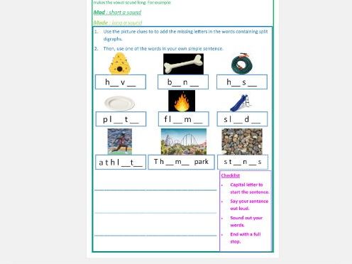 Phase 5 Phonics Split Digraph Worksheets Year 1/2 - Differentiated - a_e, e_e, i_e, o_e ...