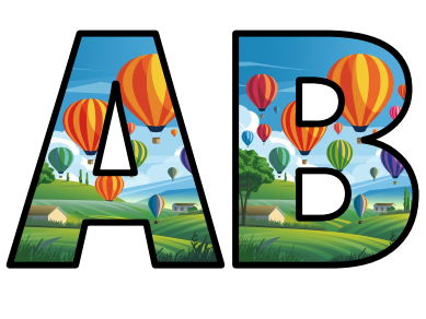Hot Air Balloons Sky Travel Flying Soaring Sky Lettering Set Display ...