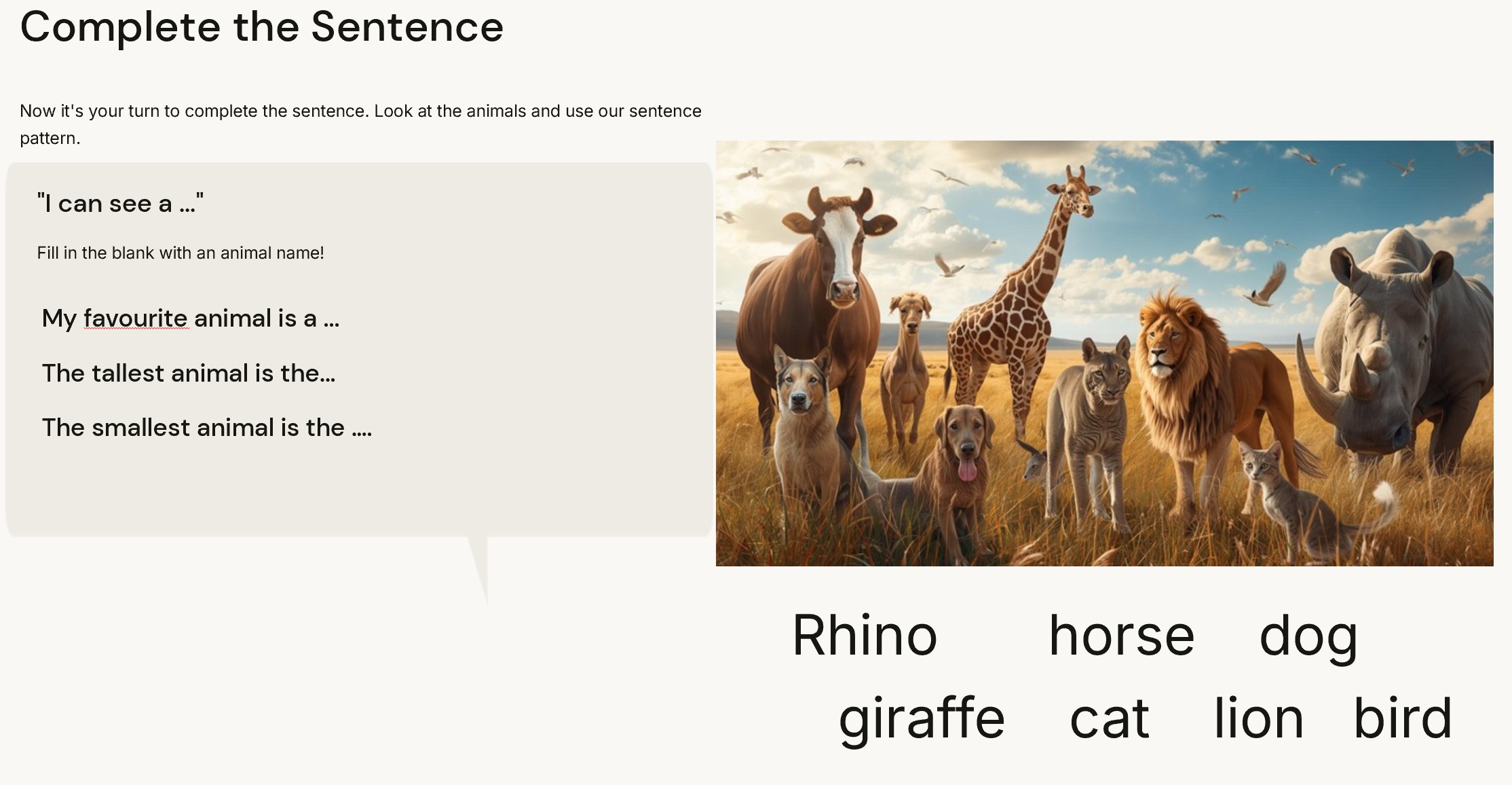 EAL Daily Intervention – Week 6: Animals (Beginner English) | Teaching ...