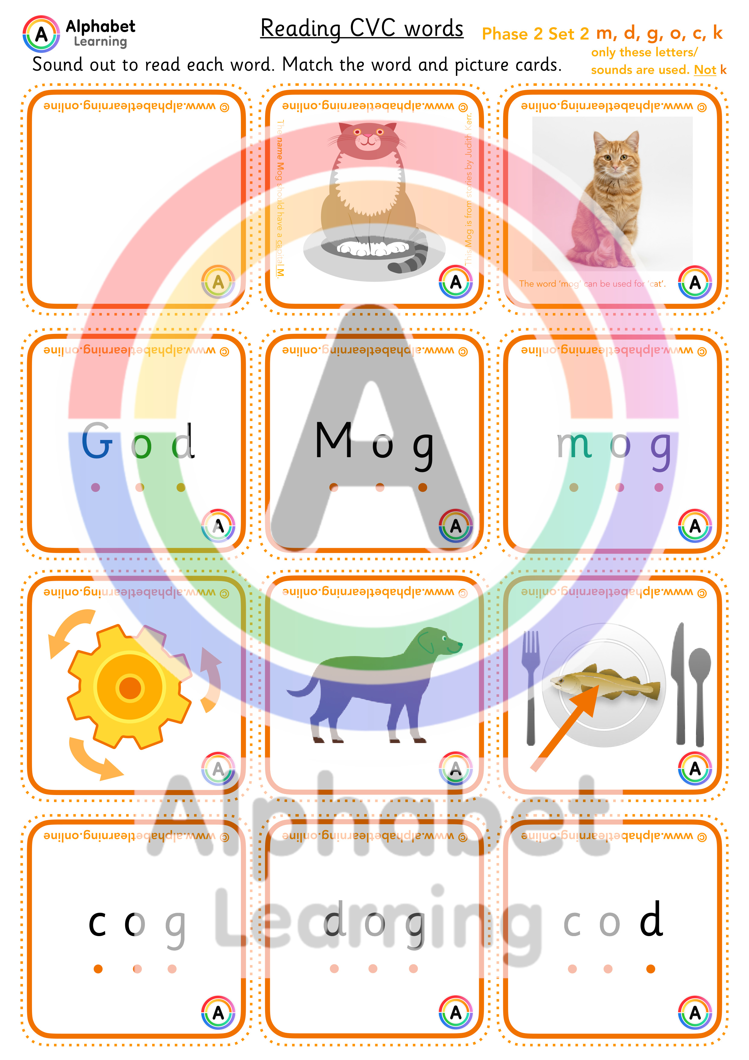 Phase 2 Phonics CVC Word & Picture Matching Cards | Teaching Resources