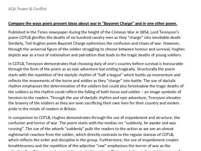 Grade 9 Essay comparing Charge of the Light Brigade and Bayonet Charge ...