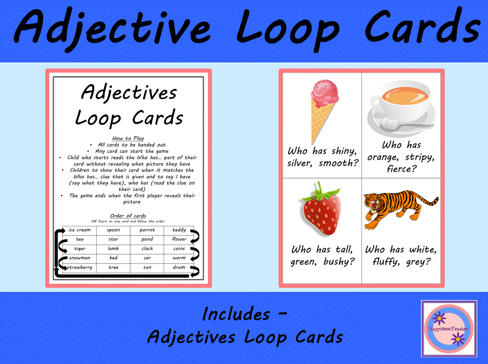 Adjective Loop Cards/Follow Me Cards | Teaching Resources