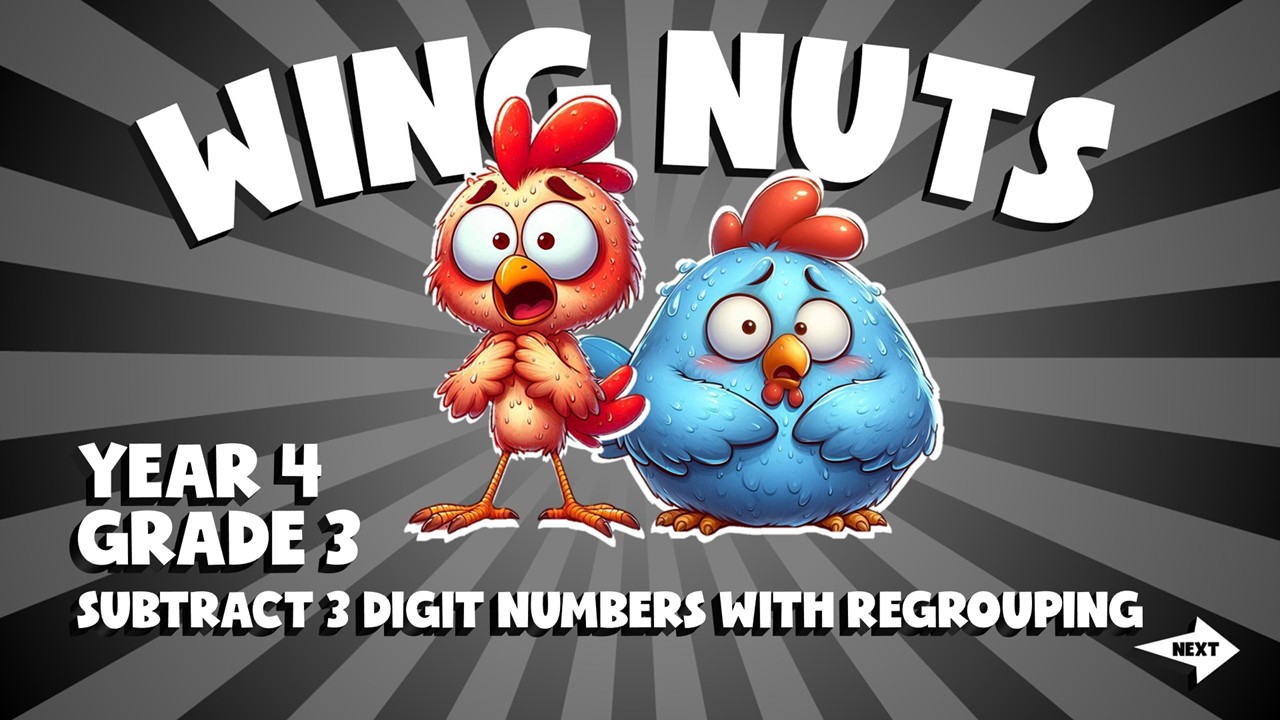Subtract 3 Digit Numbers with Regrouping WING NUTS Maths Game | No-Prep ...