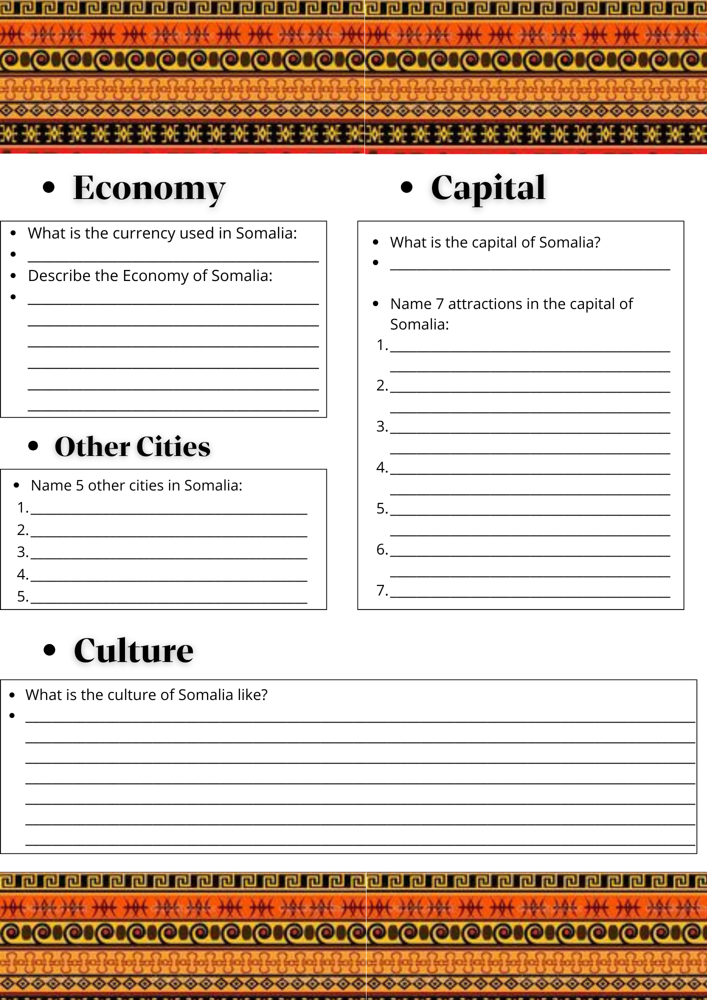 Country Study Research Project - Somalia - Social Studies Report - East ...