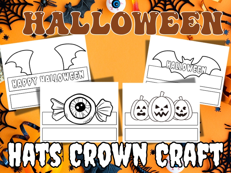 Halloween Hat Crown Craft Headband Coloring Sheet | Teaching Resources