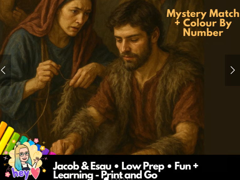 Low-Prep Esau and Jacob Activity-Color By Number & Word Match ...