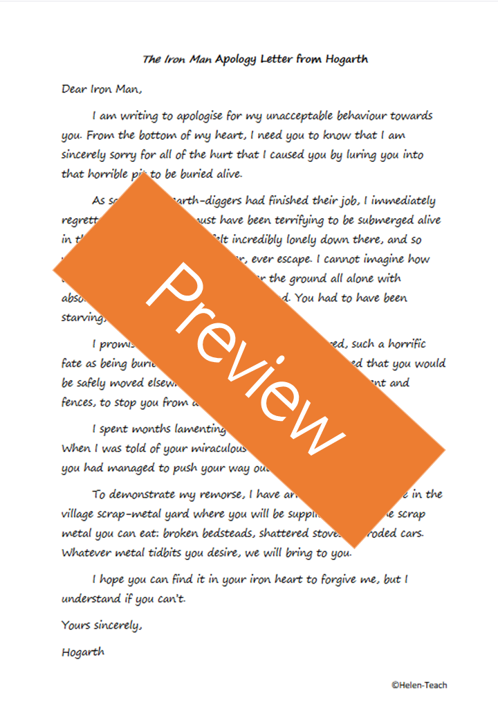 The Iron Man Hogarth Apology Letter Example, Feature Identification ...