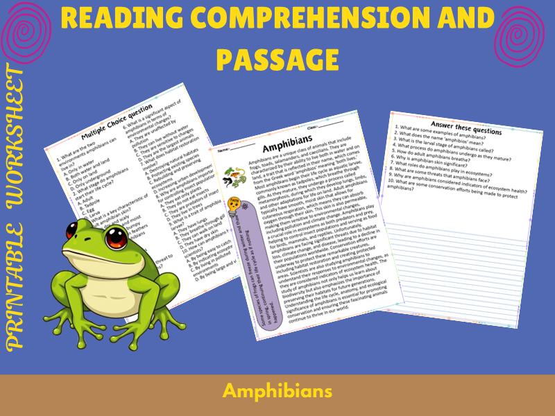 Explore Amphibians: Engaging Reading Passage with Questions for ...