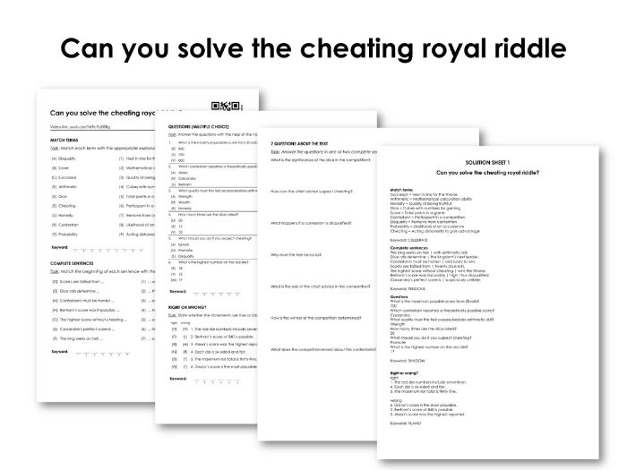 Can You Solve The Cheating Royal Riddle Teaching Resources
