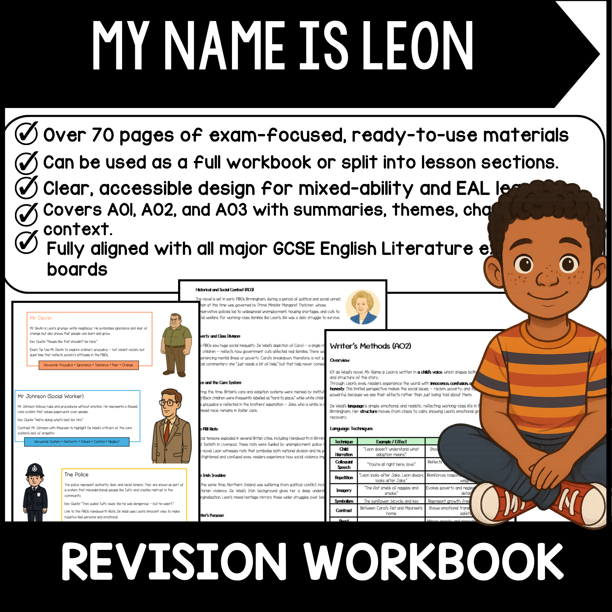 My Name is Leon Revision Workbook and Exam Practice Pack-GCSE English ...