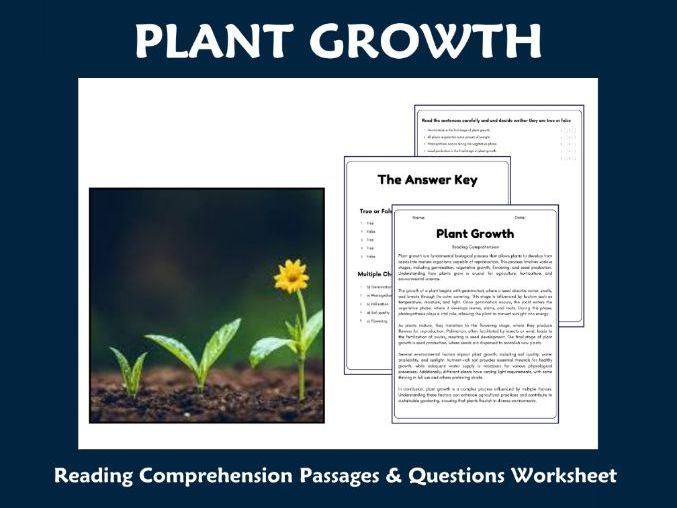 Plant Growth: Reading Comprehension Passages & Questions Worksheets ...