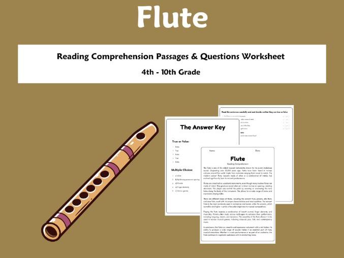 Flute: Reading Comprehension Passages & Questions Worksheets | Teaching ...