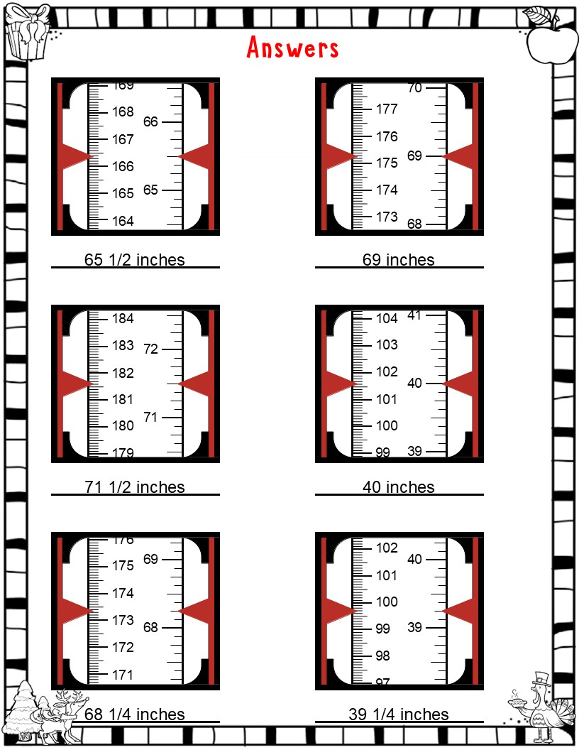 Reading a Height Rod (to the Nearest 1/4 Inches) Worksheets | Imperial ...