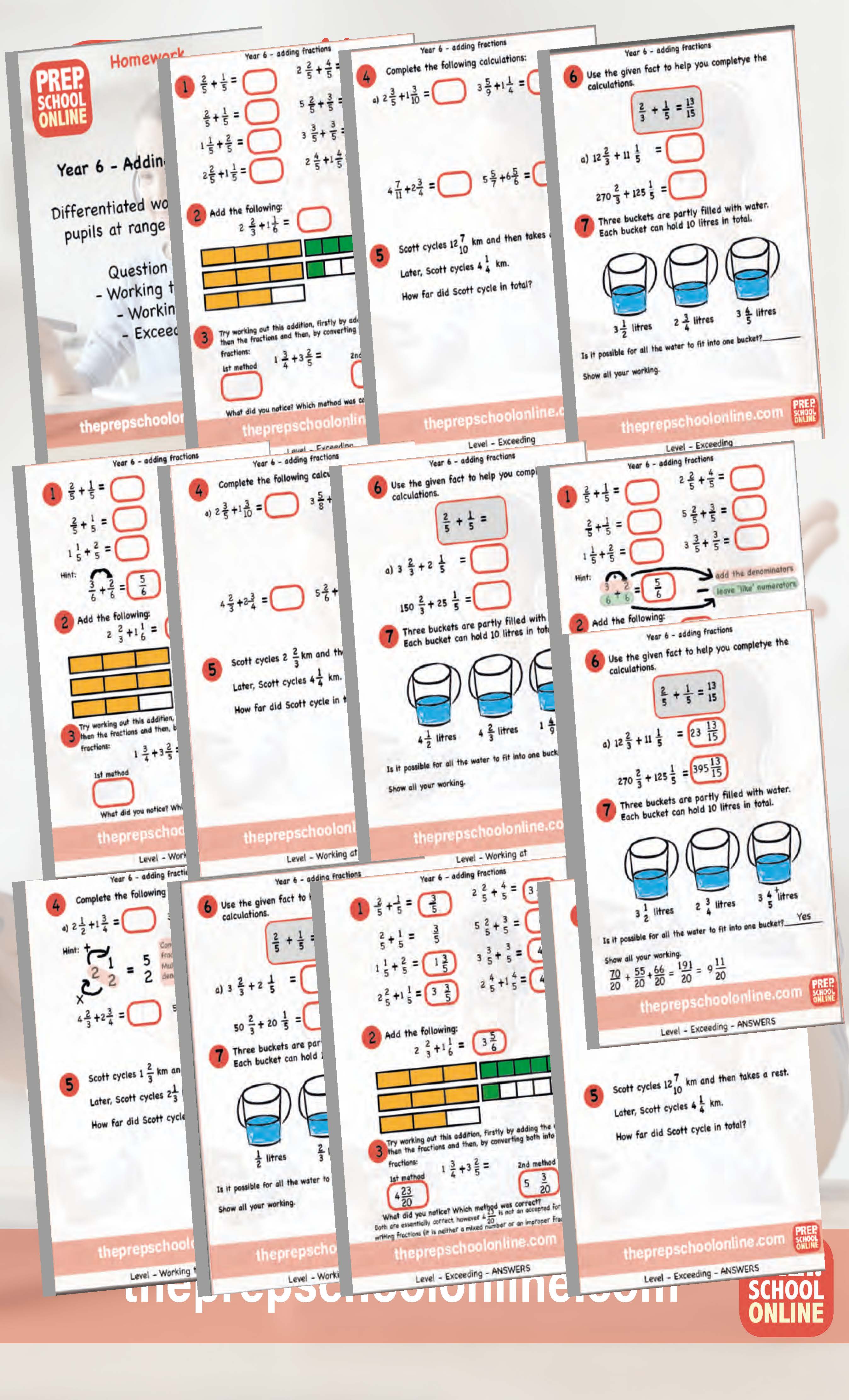 Adding Fractions Worksheets answers Teaching Resources