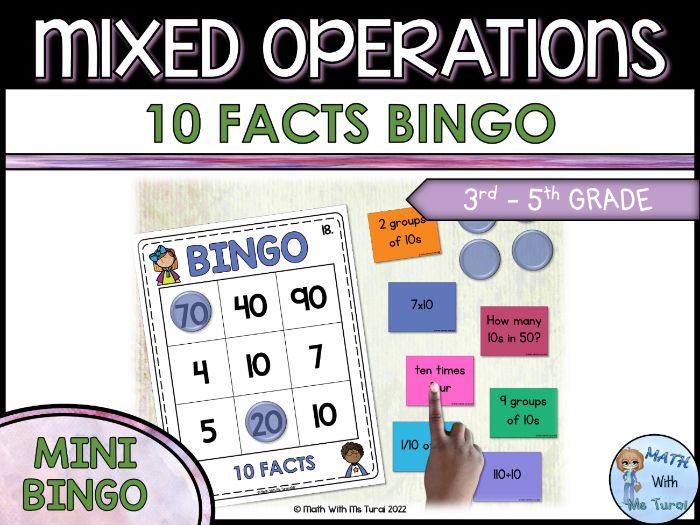 Multiplication and Division Fact Fluency Mini Bingo | 10 Facts ...