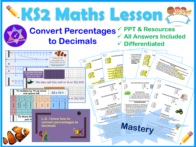 Convert Percentages to Decimals PowerPoint | Teaching Resources