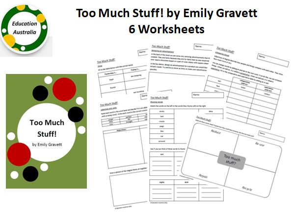 Too Much Stuff! by Emily Gravett - 6 Worksheets - Reading Comprehension ...