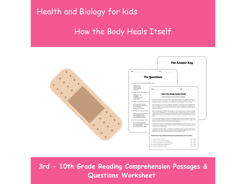 How the Body Heals Itself Reading Comprehension Passages & Questions ...