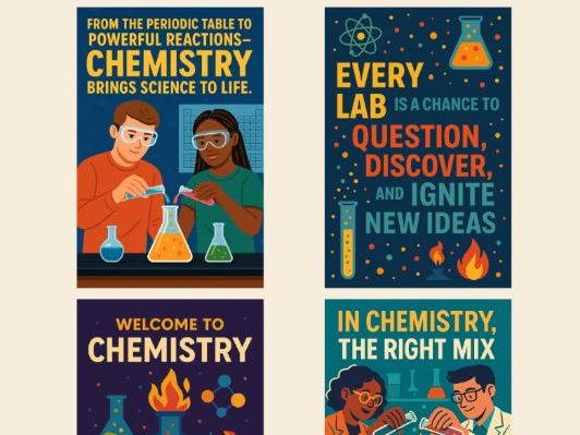 4 Motivational Posters about Chemistry 18" X 24" | Teaching Resources