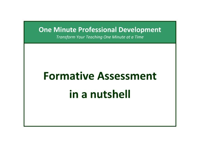 Formative Assessment - One Minute Guide | Teaching Resources