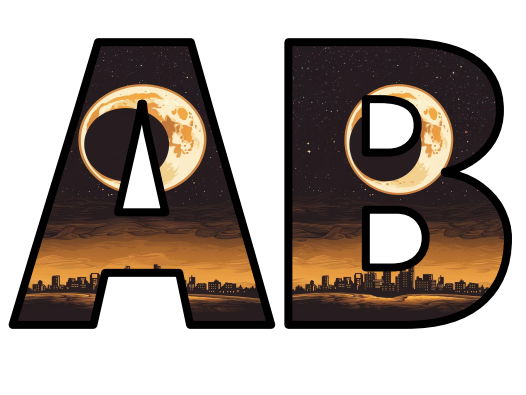 Lunar Eclipse Sun Moon Earth Lettering Set Display Title Letters ...