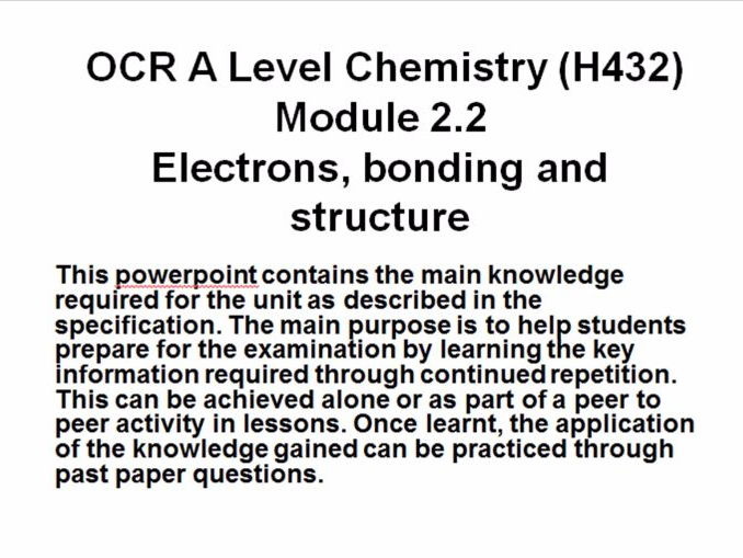 OCR A Level Chemistry (H432) - Complete Module 2 knowledge pack | Teaching Resources